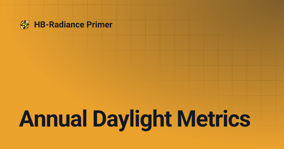 Annual Daylight Metrics | HB-Radiance Primer